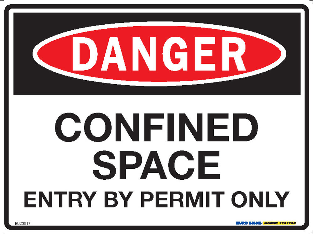 Sign DANGER CONFINED SPACE ENTRY PERMIT ONLY Black/Red/White — Euro ...