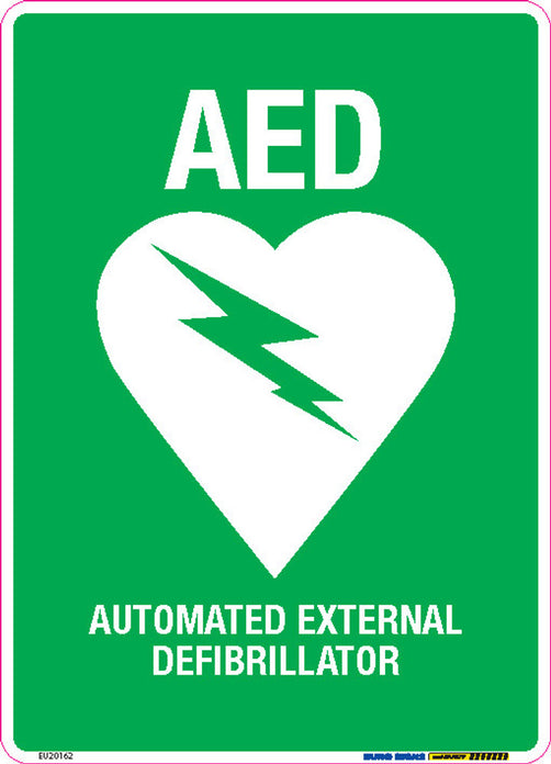 Sign AED - AUTOMATED EXTERNAL DEFIBRILLATOR + Graphic Green/White ...