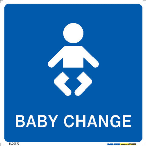 Sign TOILET BABY CHANGE White/Blue — Euro Signs & Safety
