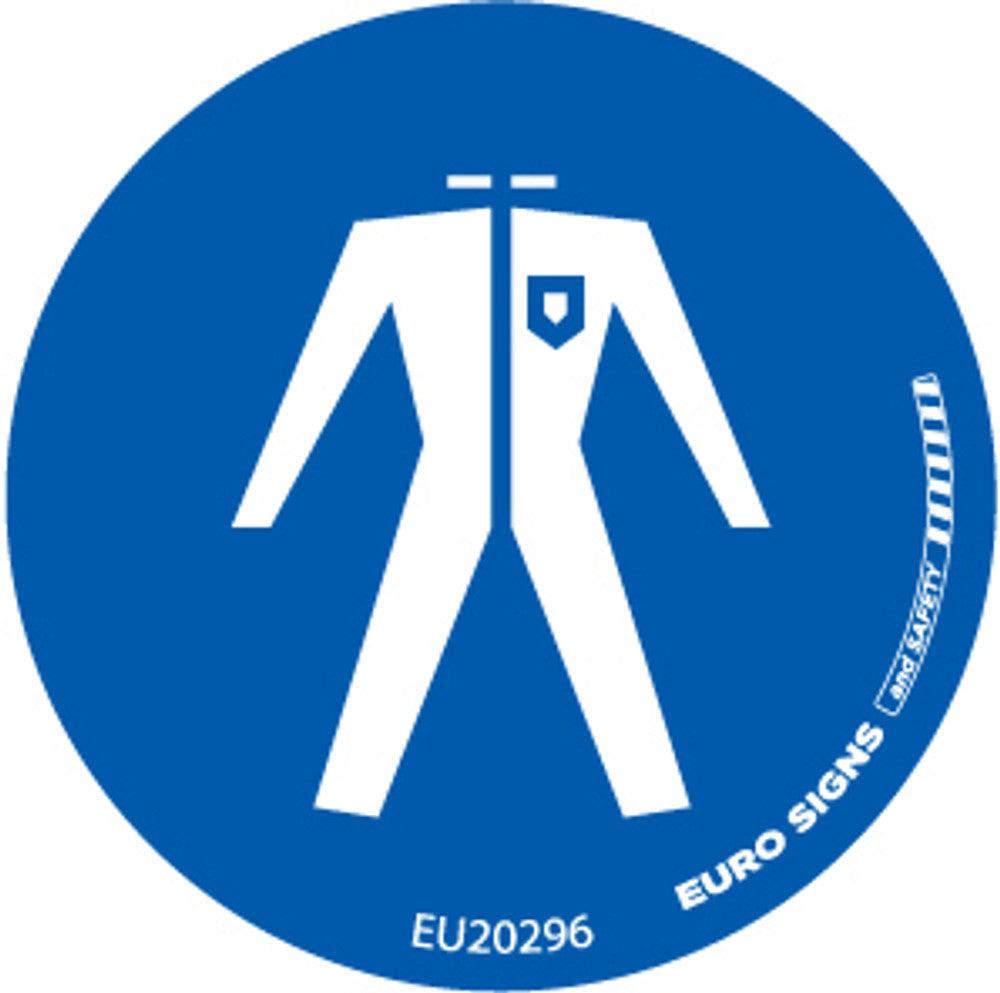 Sign mandatory Coveralls SYMBOL only White/Blue DECAL — Euro Signs & Safety