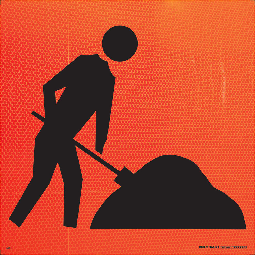 Sign WORKMAN SYMBOL Class 1 reflective Black/Orange — Euro Signs & Safety