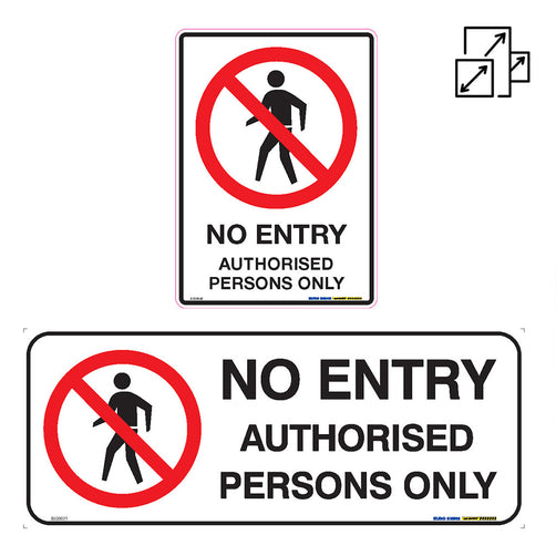 Sign NO ENTRY AUTHORISED PERSONS ONLY +graphic Black/Red/White — Euro ...