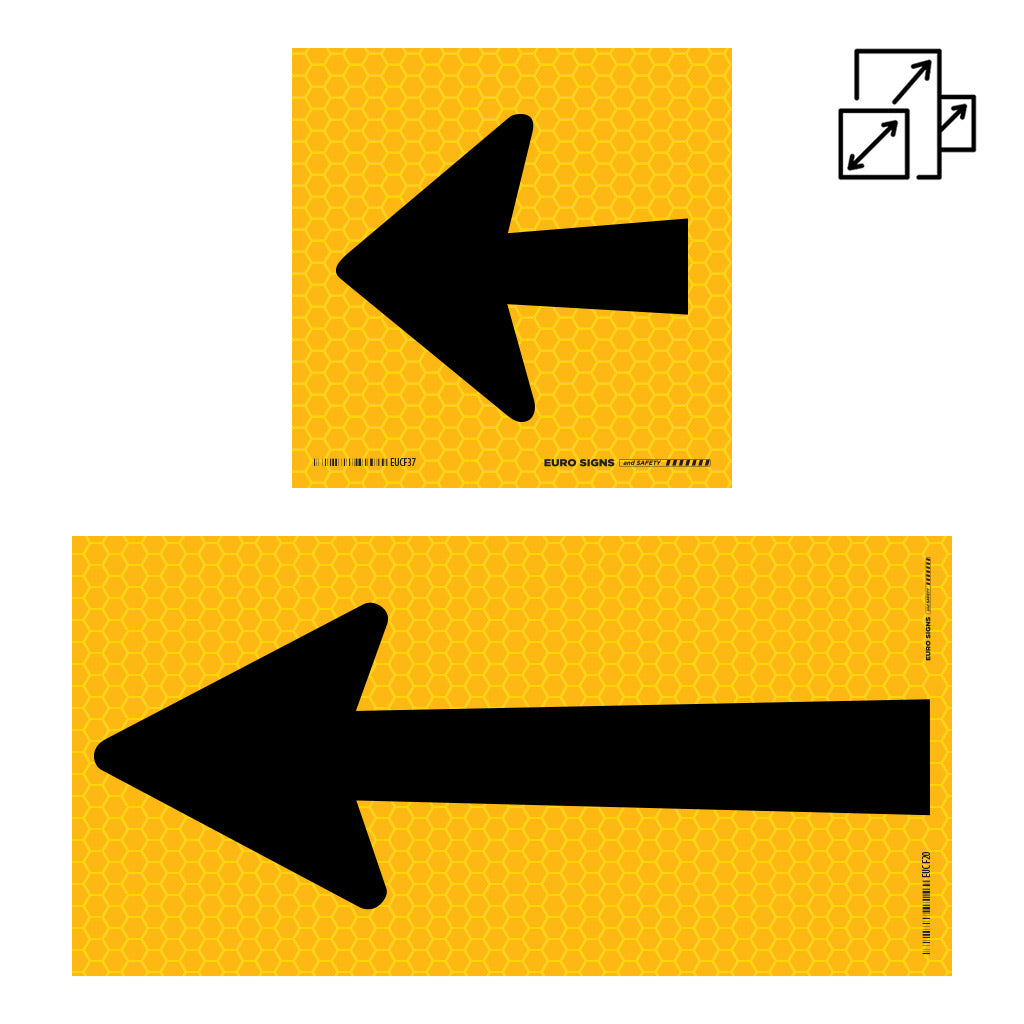 Sign arrow SYMBOL only Class 1 reflective Black/Yellow CORFLUTE — Euro ...