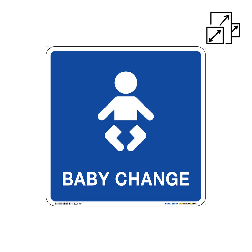 Sign TOILET BABY CHANGE White/Blue — Euro Signs & Safety