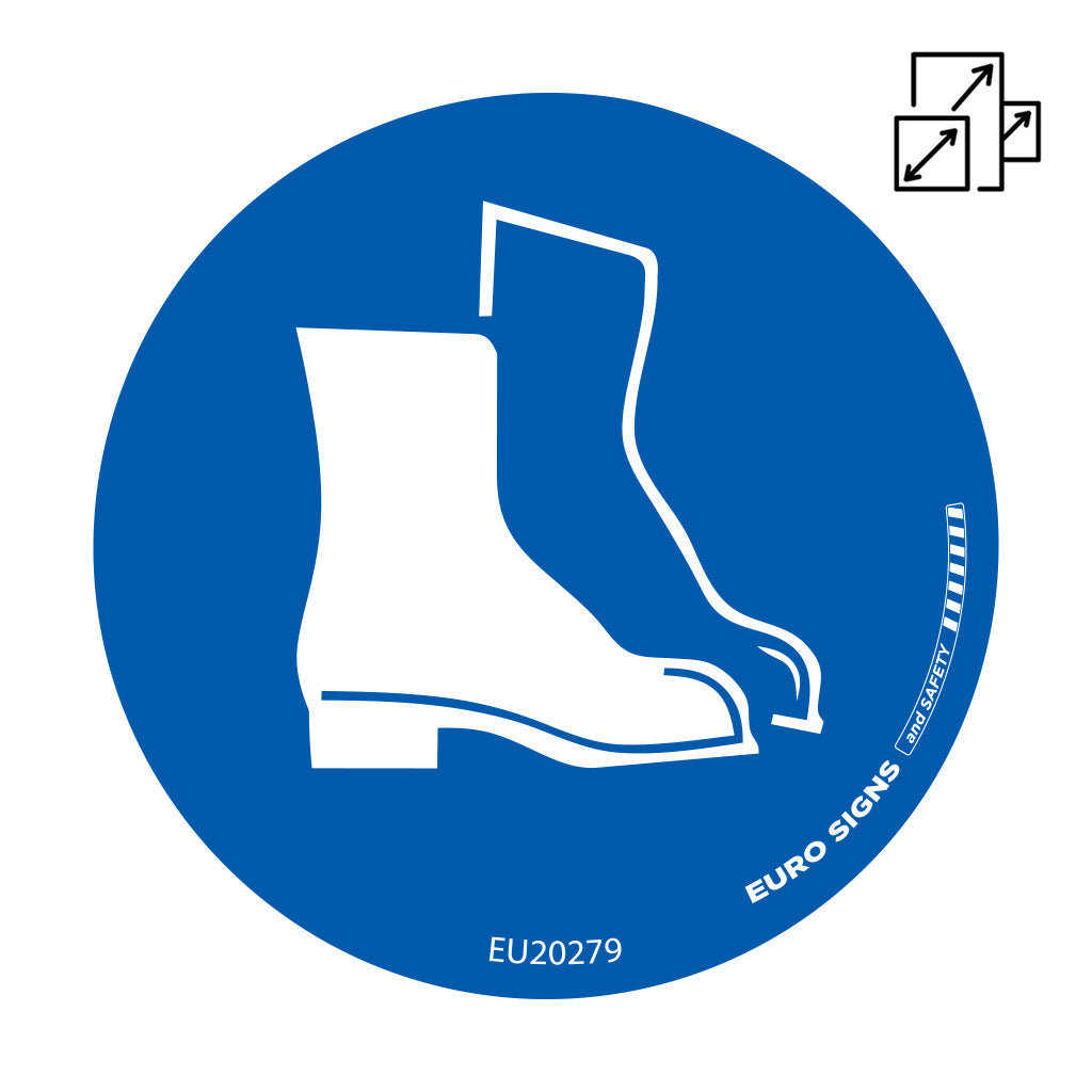Sign mandatory Boots SYMBOL White/Blue DECAL — Euro Signs & Safety