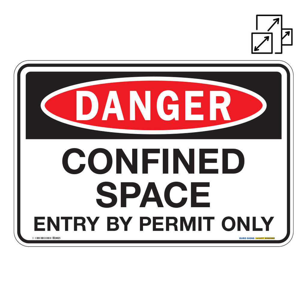 Sign DANGER CONFINED SPACE ENTRY PERMIT ONLY Black/Red/White — Euro ...