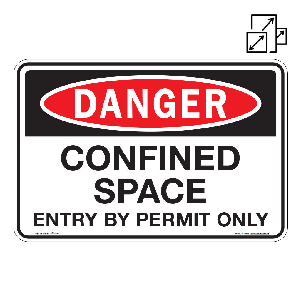 Sign DANGER CONFINED SPACE ENTRY PERMIT ONLY Black/Red/White — Euro ...