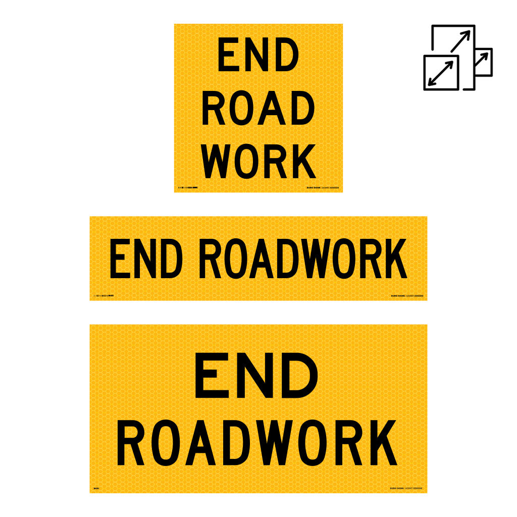 Sign END ROAD WORK Class 1 reflective Black/Yellow CORFLUTE — Euro ...