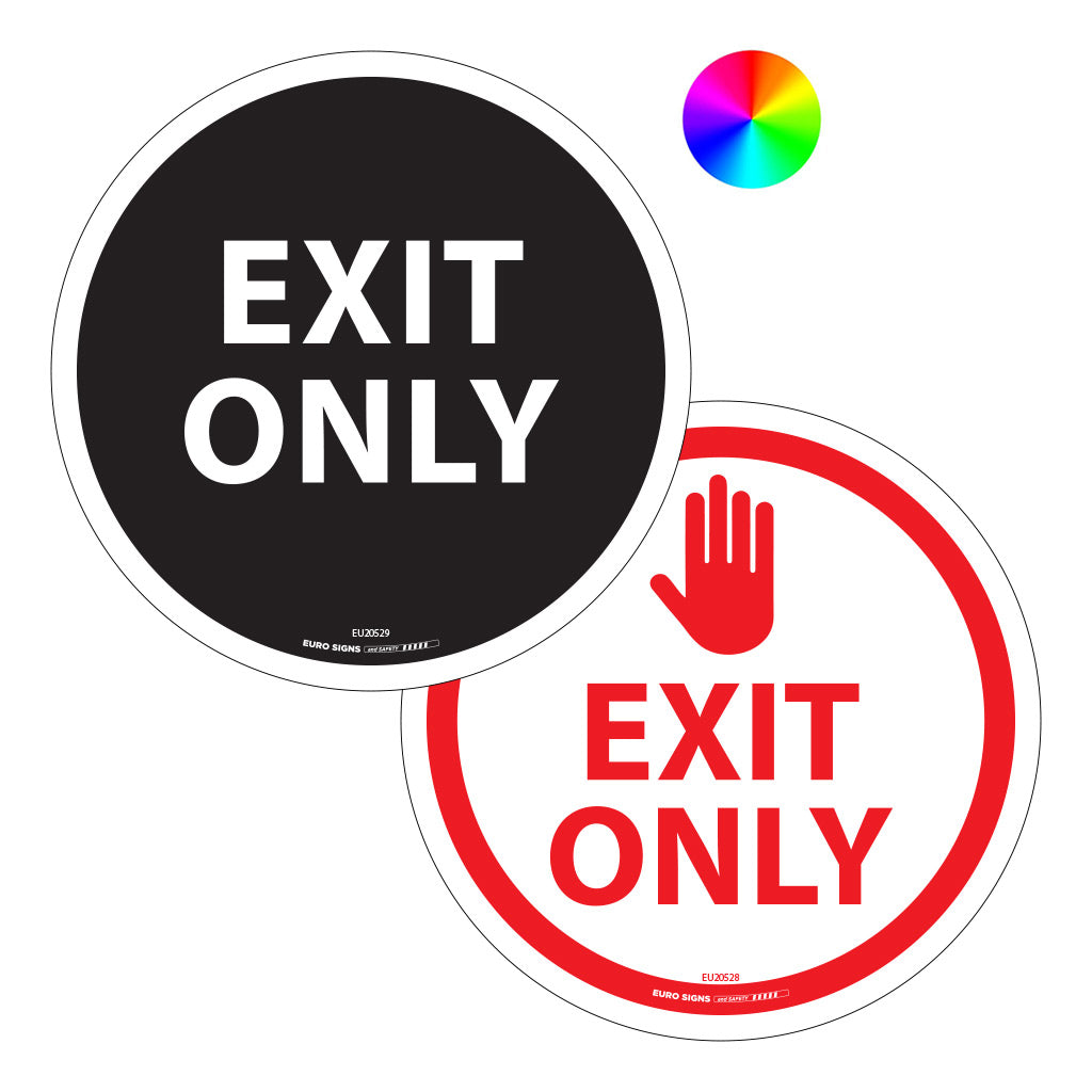 sign EXIT ONLY floor sticker DECAL — Euro Signs & Safety