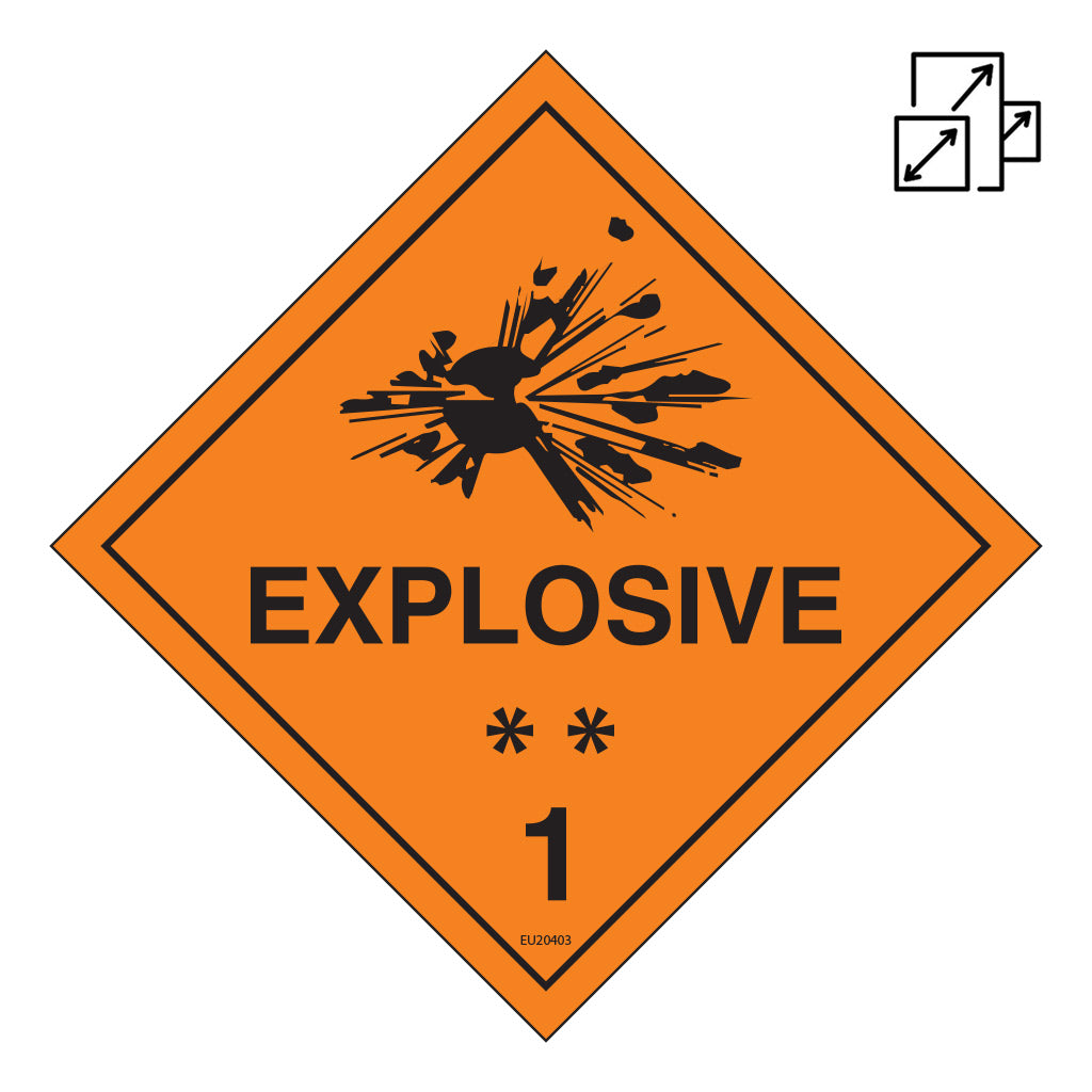 Sign EXPLOSIVE 1 Class Label diamond Orange/White/Black DECAL — Euro ...