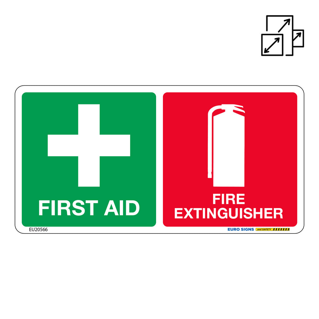 Sign FIRST AID + FIRE EXTINGUISHER combo White/Green/Red DECAL — Euro ...