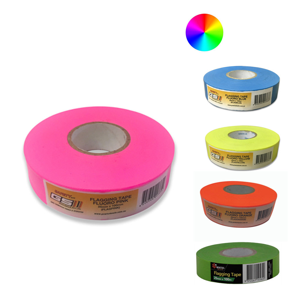 Tape Flagging Fluoro - w25mm x length 100 metres — Euro Signs & Safety