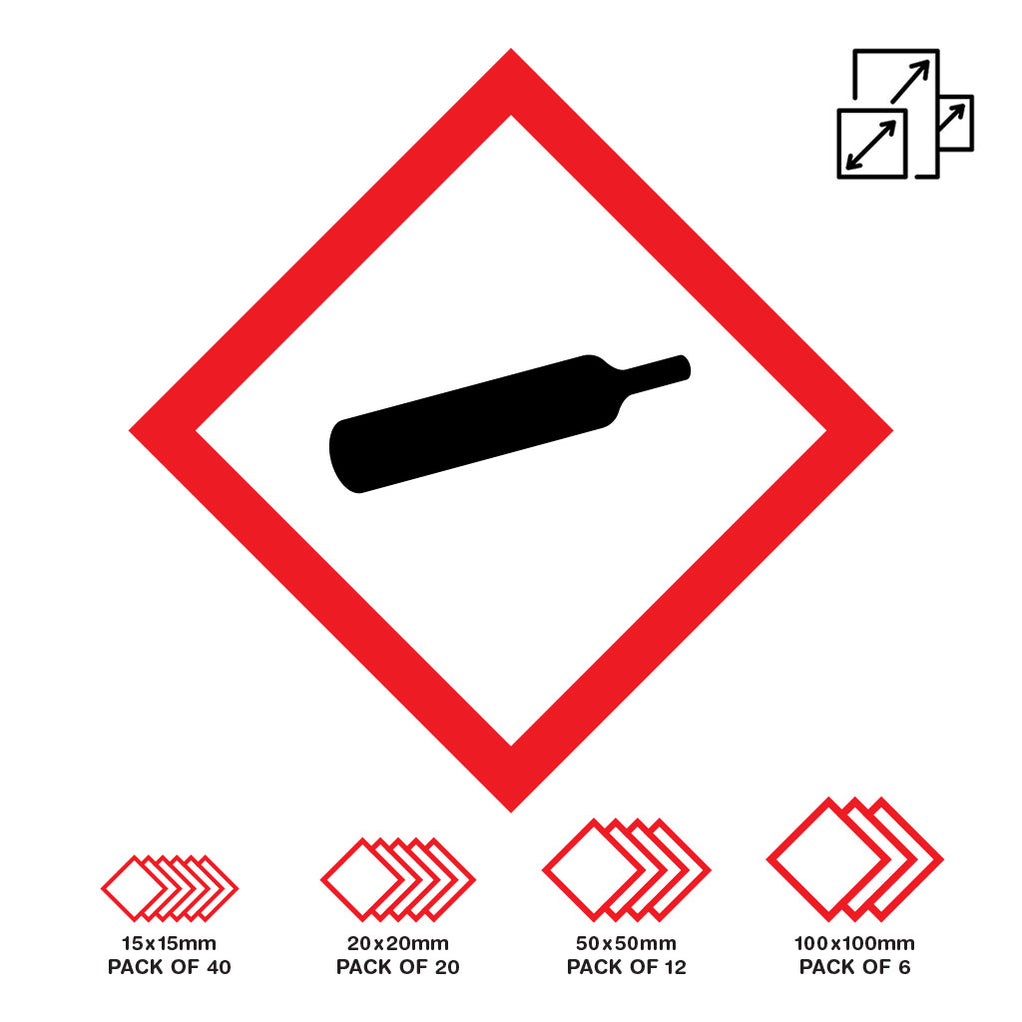 Label ghs GAS PRESSURE Black/Red/White DECAL — Euro Signs & Safety