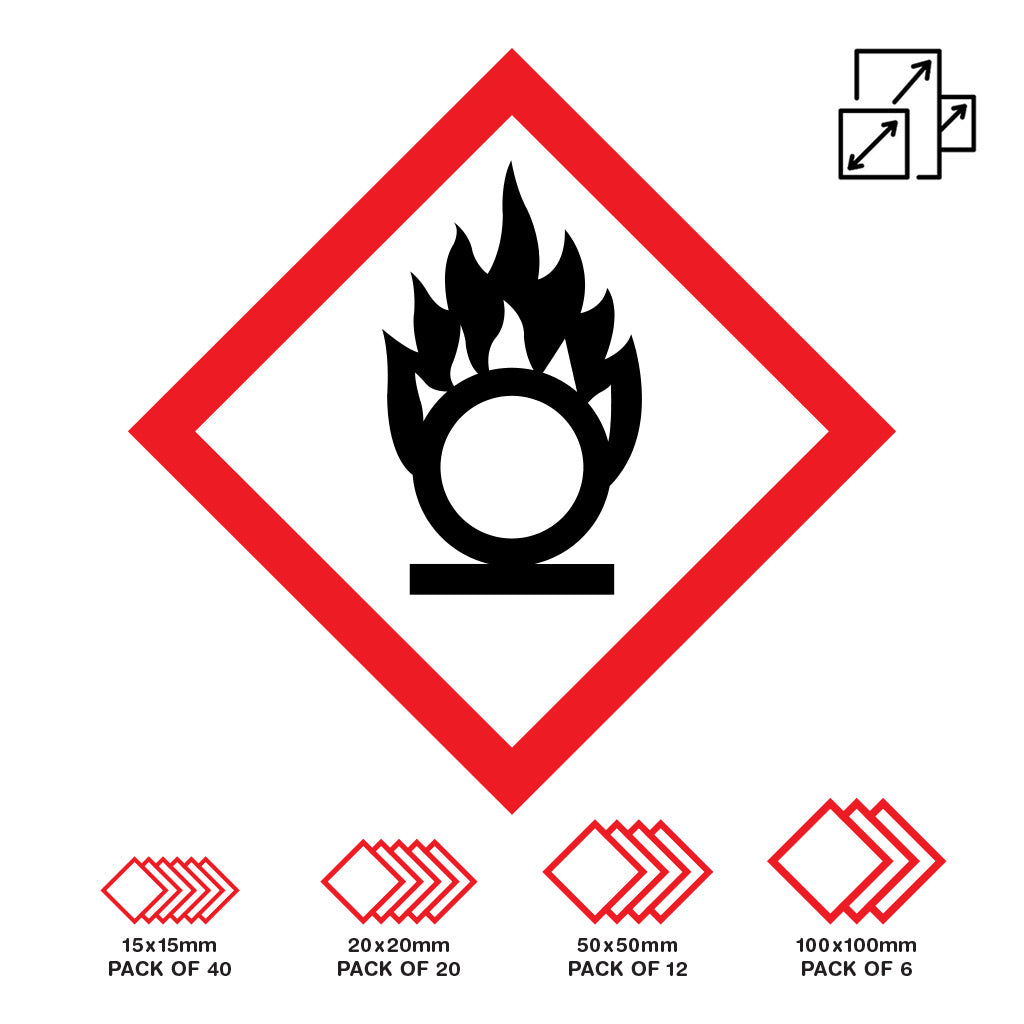 Label ghs OXIDISING Black/Red/White DECAL — Euro Signs & Safety