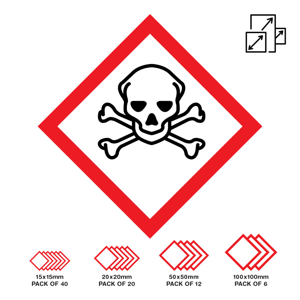 Label ghs SEVERE TOXIC Black/Red/White DECAL — Euro Signs & Safety