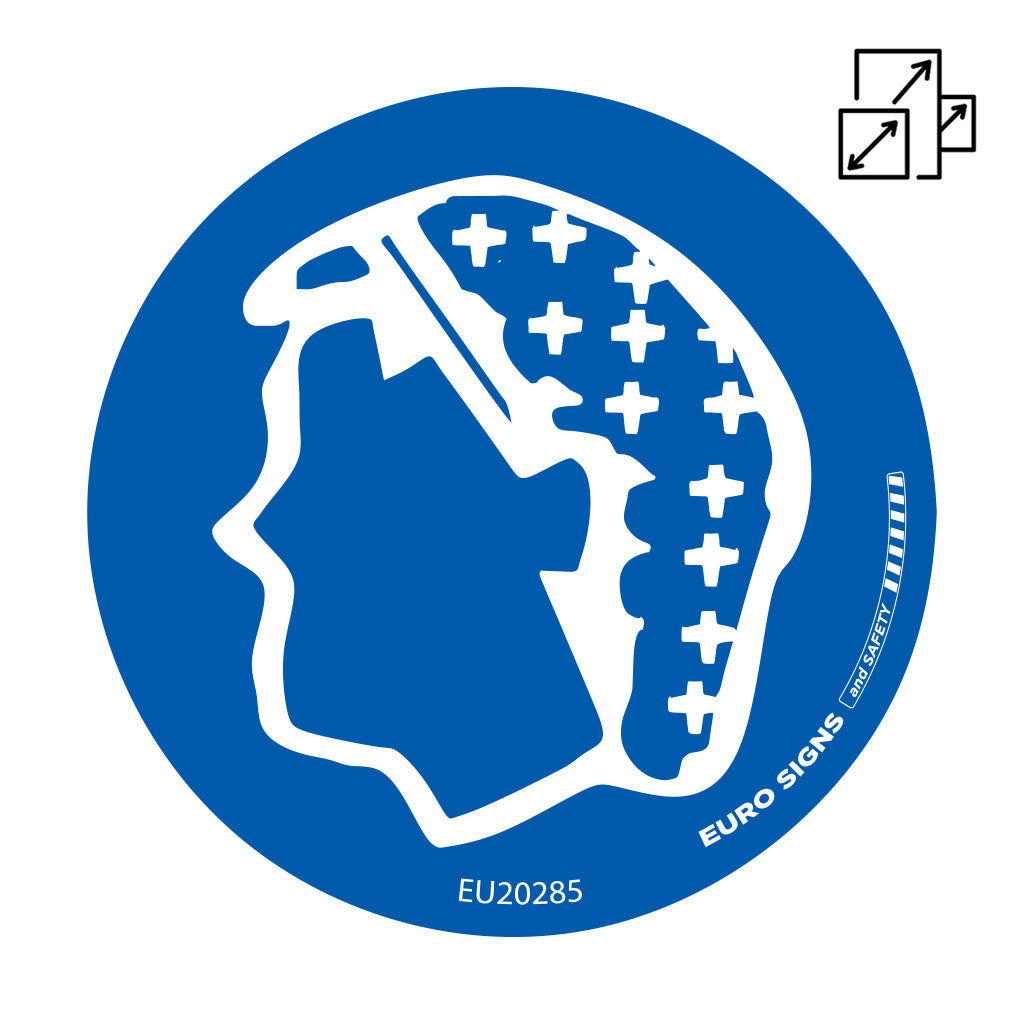 Sign Hair Net SYMBOL White/Blue DECAL — Euro Signs & Safety