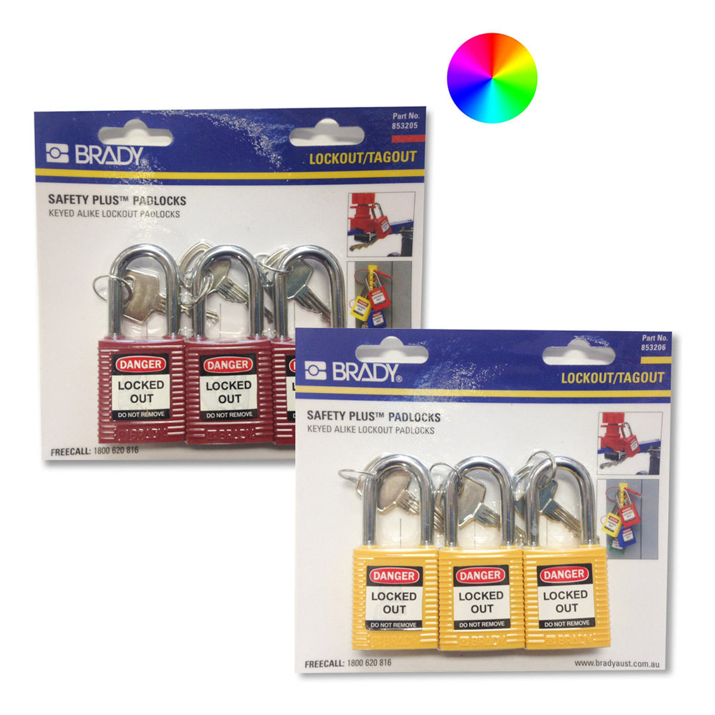 Padlock Safety Brady SAME KEYS x 3qty — Euro Signs & Safety