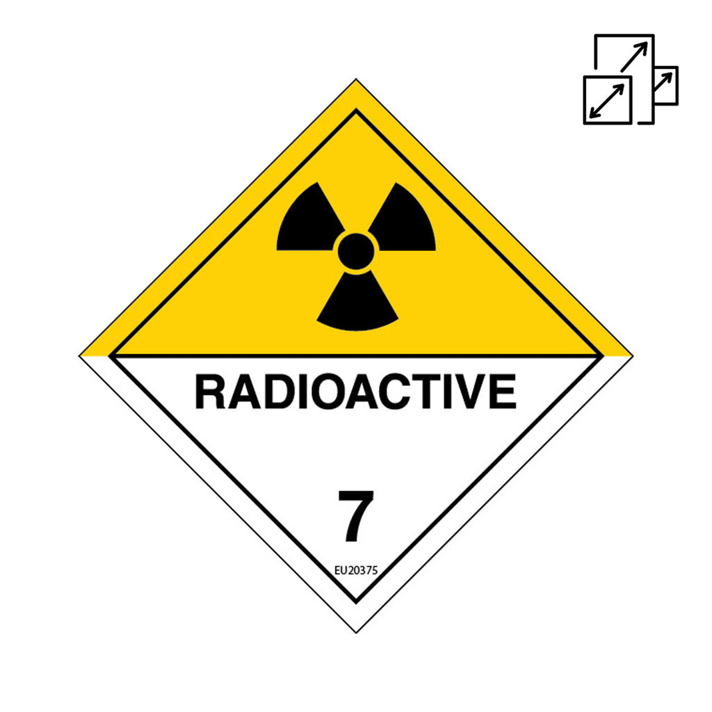 Sign RADIOACTIVE 7 Class Label diamond Black/Yellow/White DECAL — Euro ...