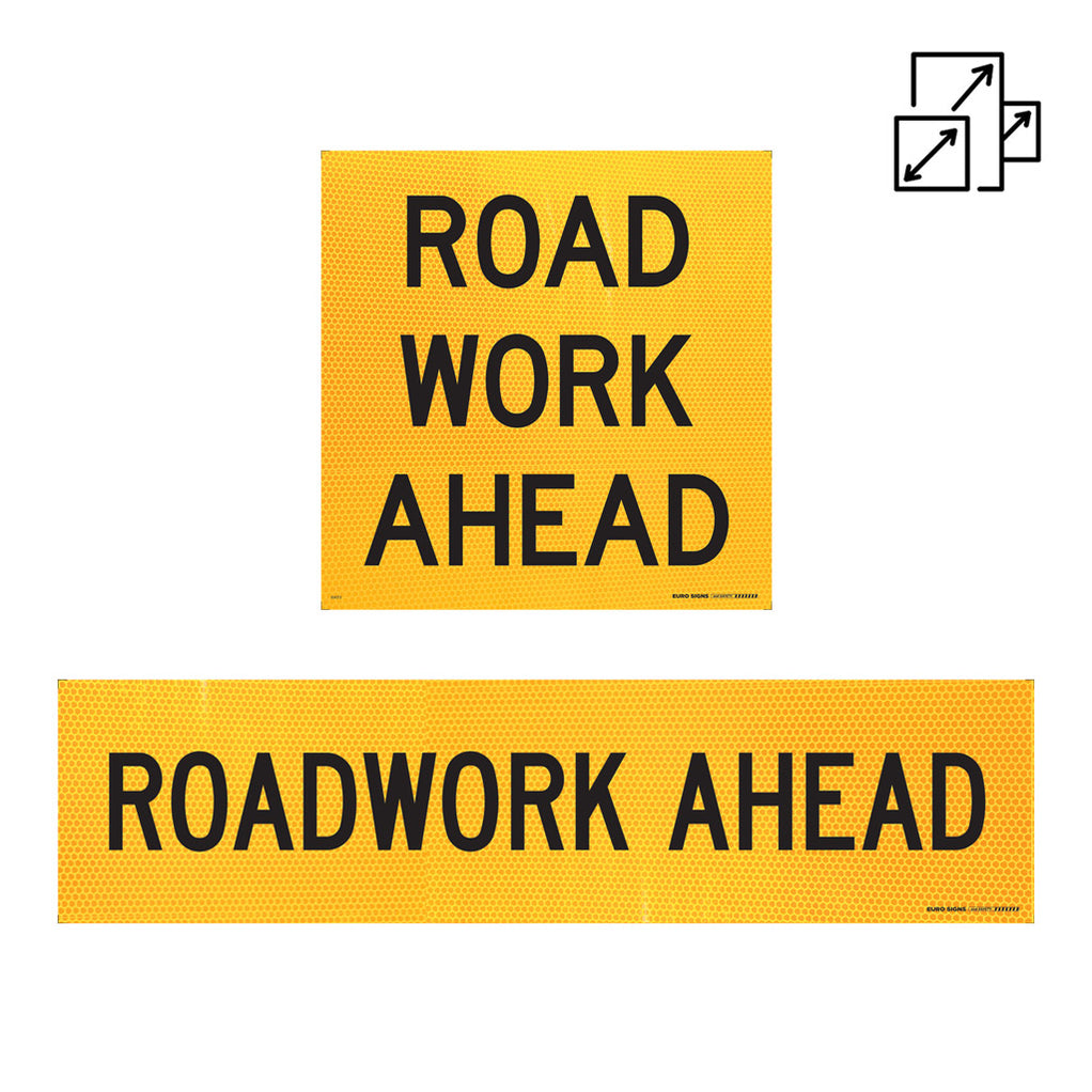 Sign ROAD WORK AHEAD Class 1 reflectivetive Black/Yellow CORFLUTE ...