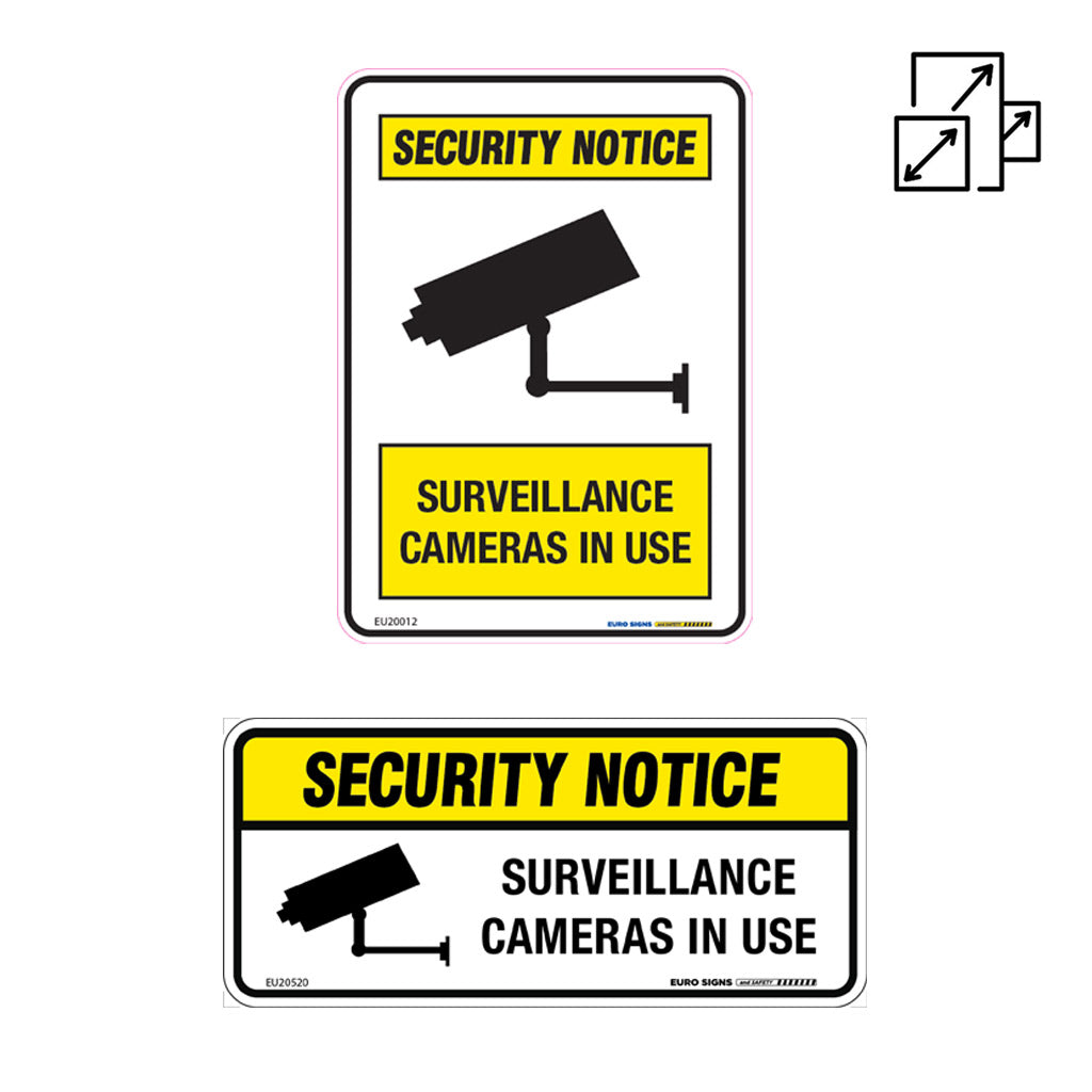 Sign SURVEILLANCE CAMERAS IN USE +graphic Black/Yellow/White — Euro ...