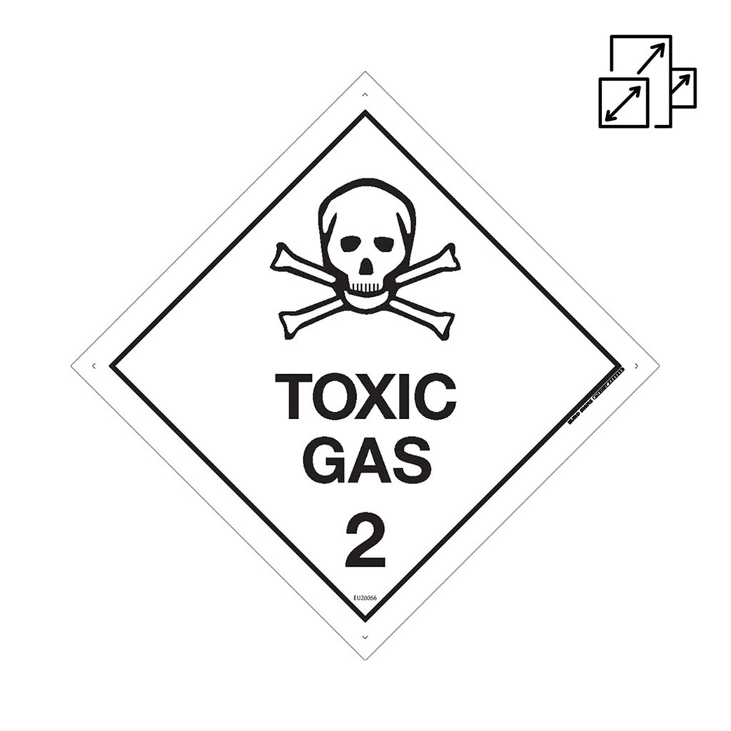 Sign TOXIC GAS 2 Class Label diamond White/Black — Euro Signs & Safety