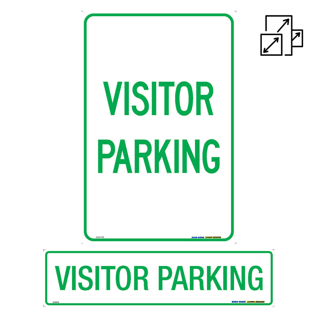 Sign VISITOR PARKING Green/White METAL — Euro Signs & Safety