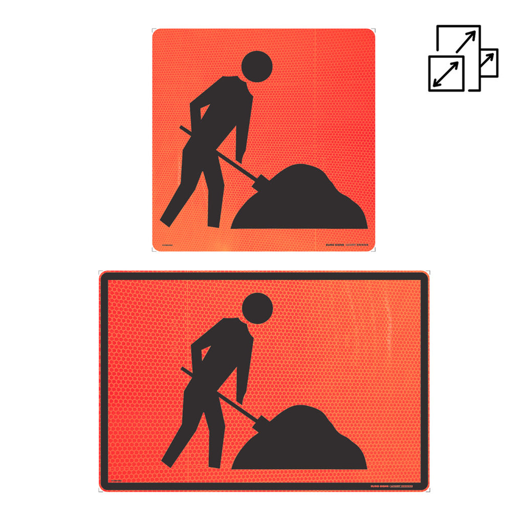 Sign WORKMAN SYMBOL Class 1 reflective Black/Orange — Euro Signs & Safety