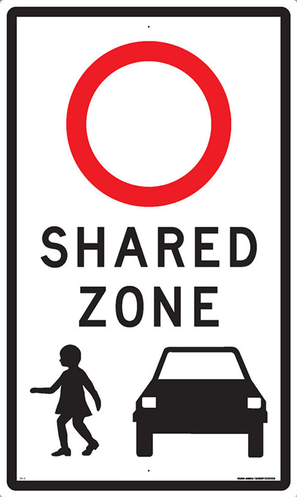 Sign SHARED ZONE +graphic space for speed Class 1 Relc Blk/Red/Wht - w ...