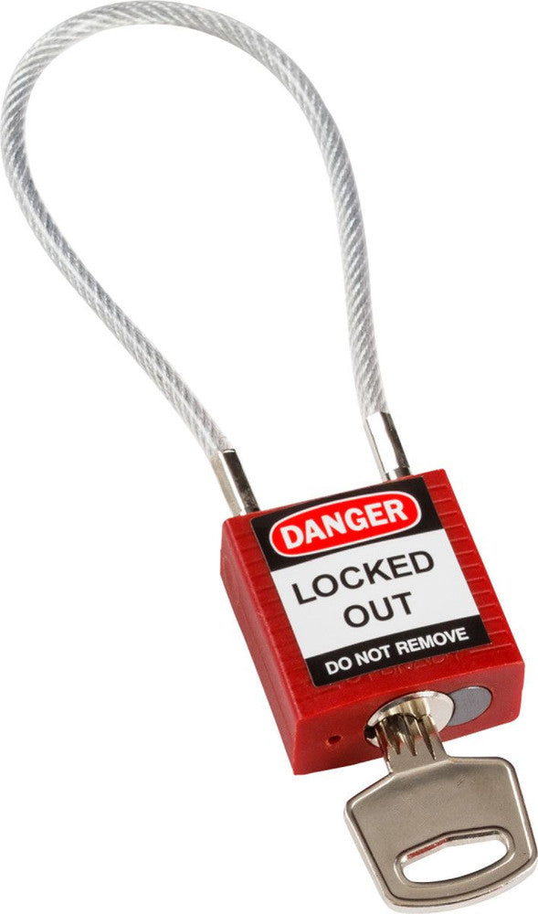 Padlock Compact Red with Cable — Euro Signs & Safety
