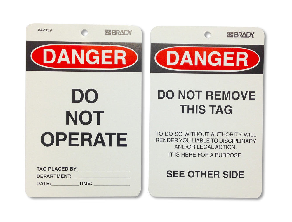 Tag DANGER DO NOT OPERATE and DO NOT REMOVE THIS TAG d/sided Blk/Ylw ...