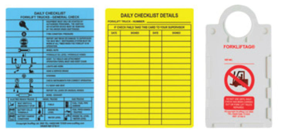 Tag FORKLIFT DAILY CHECK LIST - 2 Holders + 5 Inserts d/sided - w144 x ...