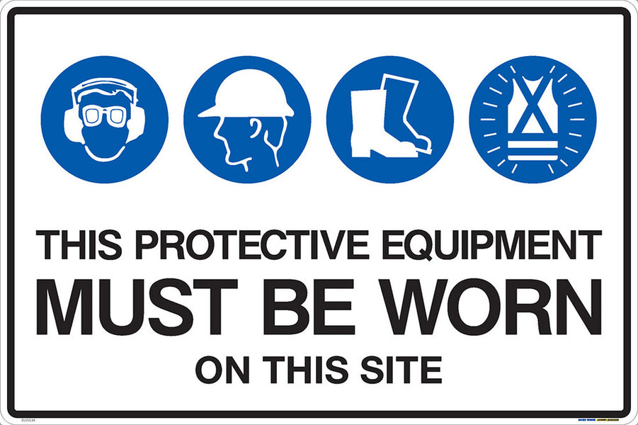 Sign Multi "MUST BE WORN" messages +graphic BLUE/Blk/Wht - w900 x h600 ...