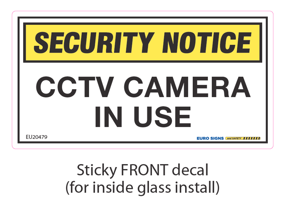 Sign SECURITY NOTICE CCTV CAMERA... wth Adhesive Front Blk/Ylw/Wht - w ...