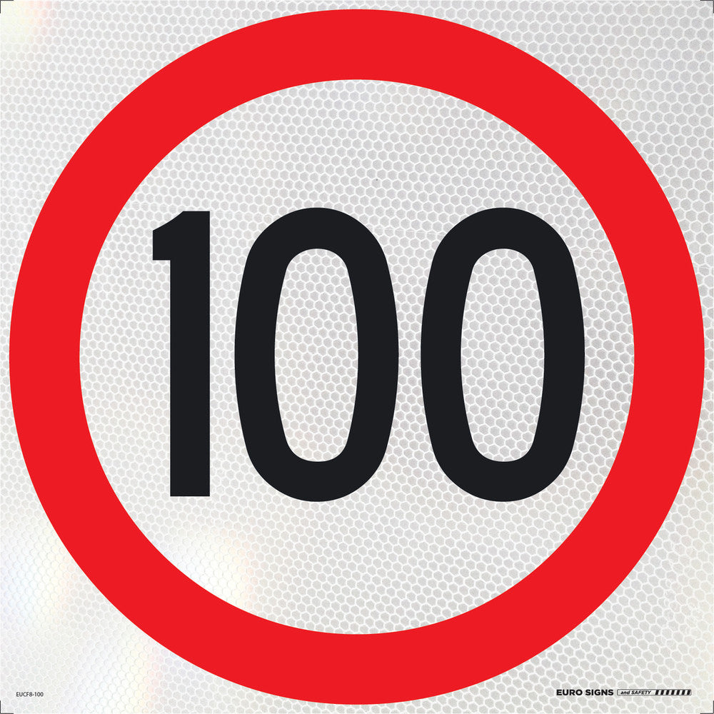 Sign Speed 100km Class 1 Refelct Blk/Red/Wht - 600 x 600mm CORF — Euro ...