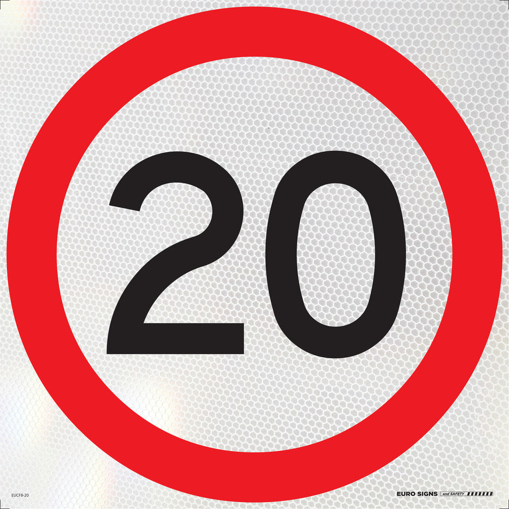 Sign Speed 20km Class 1 Refelct Blk/Red/Wht - 600 x 600mm CORF — Euro ...