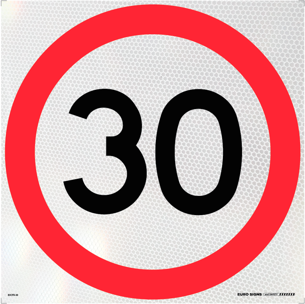 Sign Speed 30km Class 1 Refelct Blk/Red/Wht - 600 x 600mm CORF — Euro ...