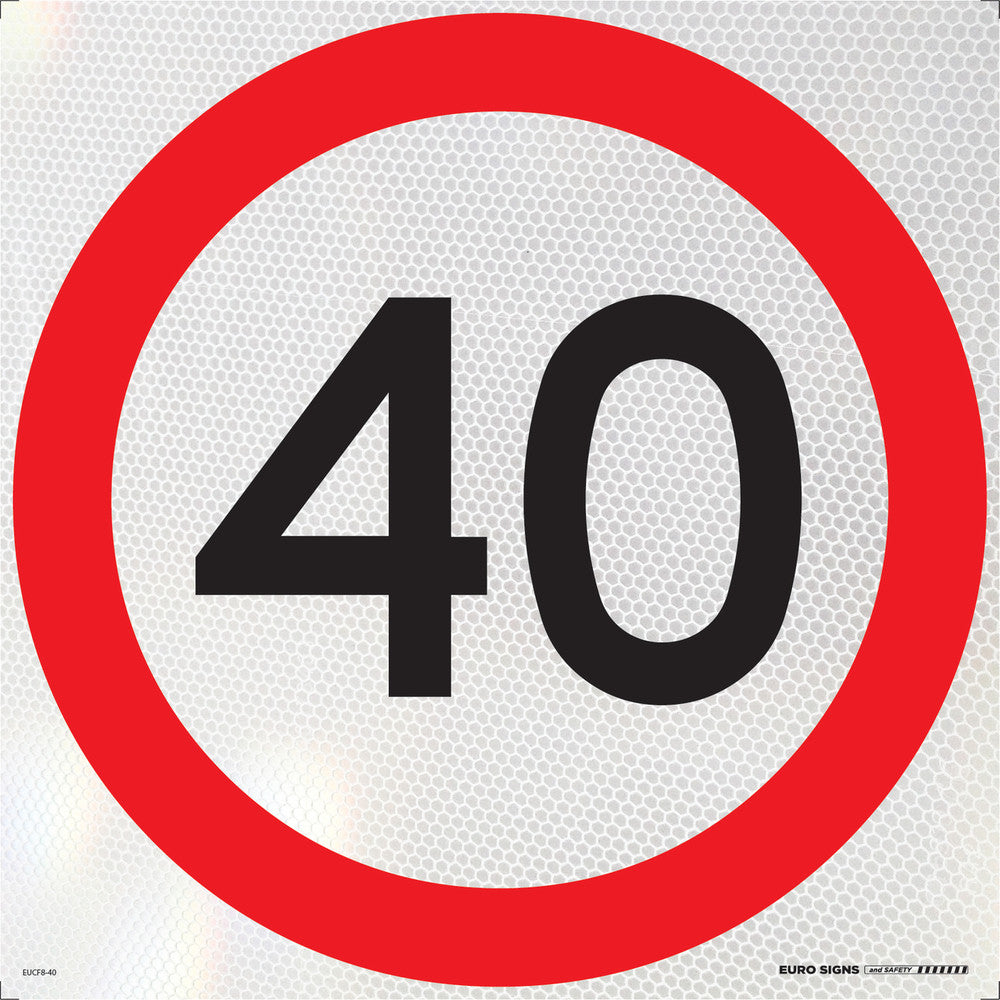 Sign Speed 40km Class 1 Refelct Blk/Red/Wht - 600 x 600mm CORF — Euro ...