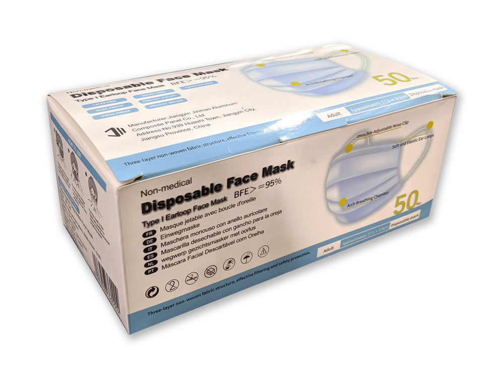 Mask face DISPOSABLE - x 50qty in box — Euro Signs & Safety