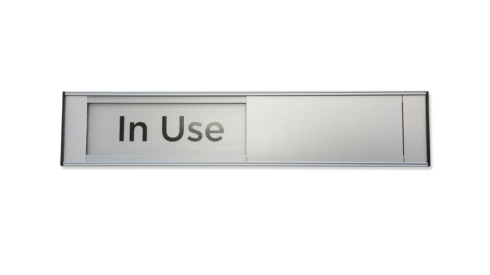 sign IN USE or VACANT Sliding for door Blk/Silv - w290 x h60mm METAL ...
