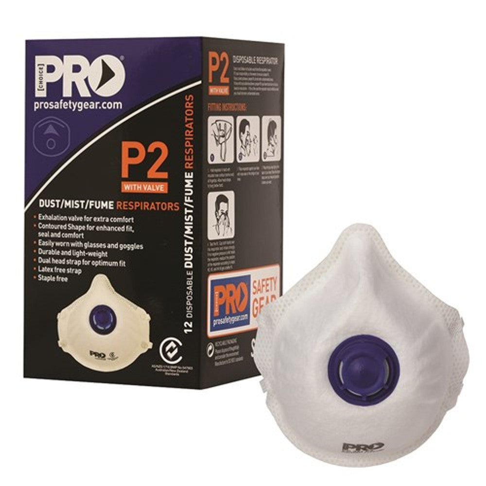 Mask Face P2 RESPIRATOR wth Valve - x 12qty in box — Euro Signs & Safety