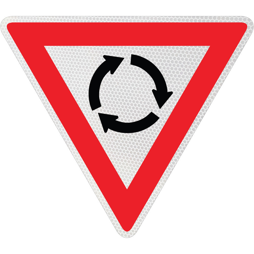 Sign ROUNDABOUT GRAPHIC triangle shape Class 1 Reflec Blk/Red/Wht - 75 ...