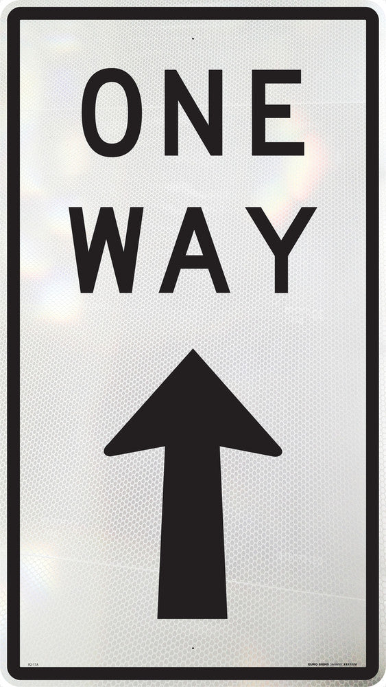Sign ONE WAY ^ Up Class1 Refelct Blk/Wht - w450 x h800mm ALUM — Euro ...