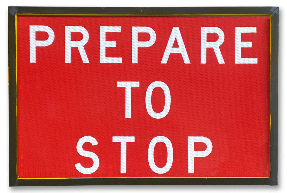 Sign for Box Section PREPARE TO STOP Class 1 reflc Blk/Ylw - w900 x h6 ...