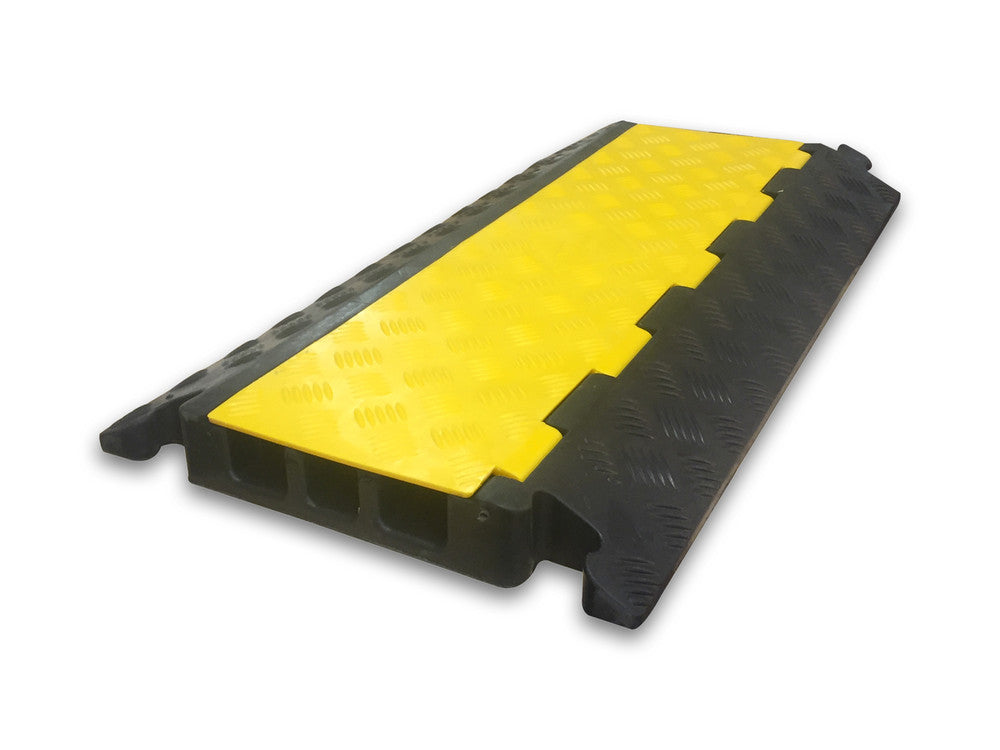 Cable PROTECTOR Elec 3 Channel 50x50mm wth RAMPS Blk/Ylw - w500 x h75 ...